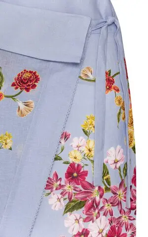 Agua Bendita Tierra Fold-over Wrap Linen Midi Skirt