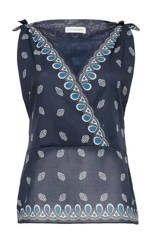 Altuzarra Marilyne Bandana-print Cotton Top