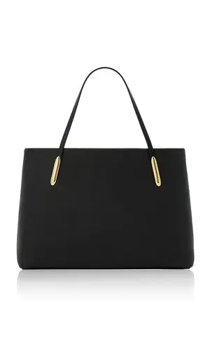 Savette Arch Shopper In Milled Calf Leather - Black