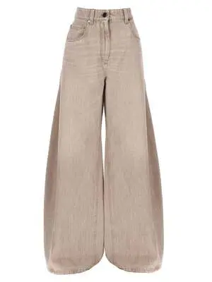 Brunello Cucinelli Denim Barrel Jeans - Beige