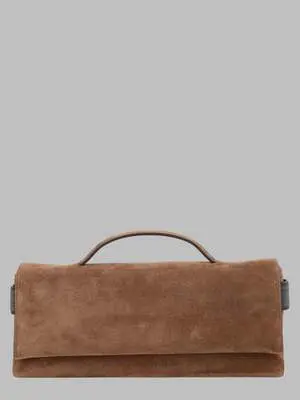 Brunello Cucinelli Leather Mini Clutch Bag With Essence, 14 Cm X 33 Cm X 8 Cm - Brown