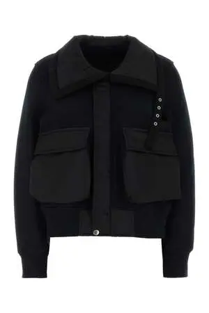 Sacai Sculpted Cotton-blend Jacket With Blazer Styling - Black