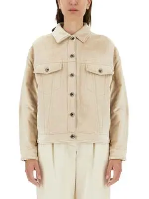 Brunello Cucinelli Regular Fit Padded Cotton-viscose Jacket - Beige