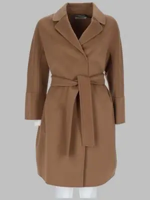 Max Mara Short Wool Double-breasted Overcoat - Beige
