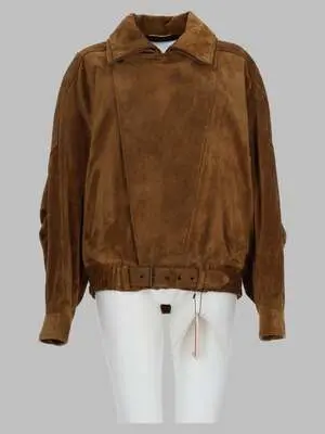 Saint Laurent Oversize Calfskin Leather Jacket - Brown