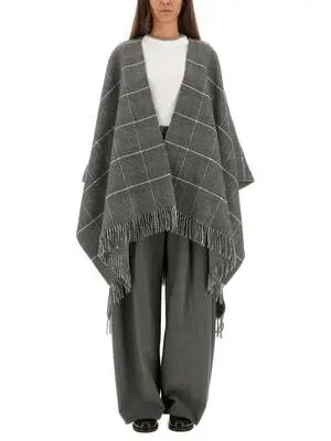 Brunello Cucinelli Cashmere Wool Poncho With Fringe Tassels