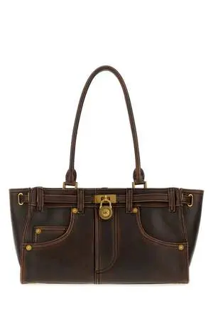 Michael Kors Hamilton Mini Leather Shoulder Handbag With Gold-tone Hardware - Brown