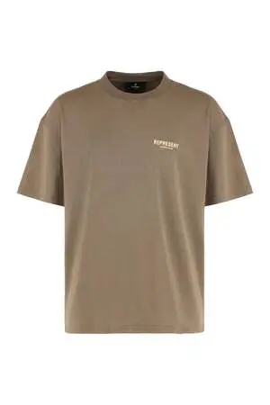 REPRESENT Crew Neck Cotton T-shirt With Front And Back Logo