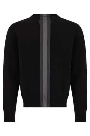 Gucci Style Cotton Web-band Cardigan Sweater For - Black