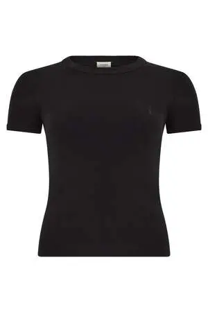 Saint Laurent Cotton Crewneck T-shirt For - Black
