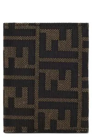 Fendi Jacquard Card Holder With Logo, 6-slot Credit Compartment And Leather Finish