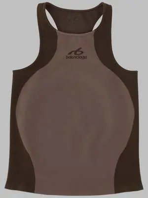Balenciaga Senza Cuciture Bodycon Cotton Tank Top - Brown