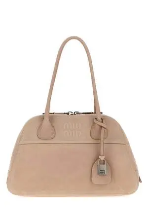 Miu Miu Powder Nappa Leather Vivant Shoulder Handbag, 30cm X 20cm X 12cm - Pink