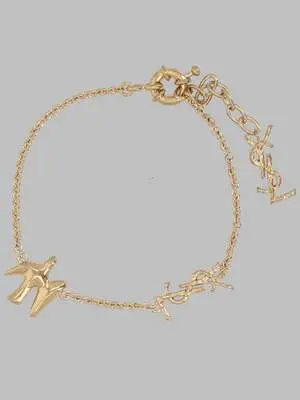 Saint Laurent Chain Bracelet With Cassandre And Dove Motifs - Multicolour