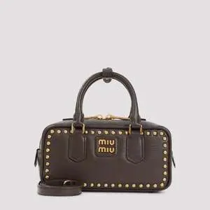Miu Miu Studded Leather Top Handle Bag 22.5 X 11 X 8 Cm