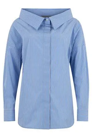 Balenciaga Long-sleeve Shirt With Wide Collar - Light Blue