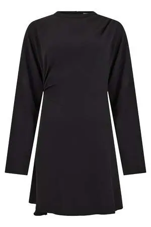GANNI Draped Mini Short Sleeve Dress - Black