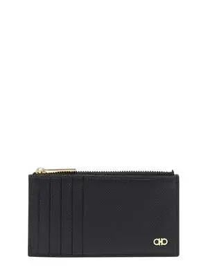 FERRAGAMO Leather Wallet In 100% Calfskin - Black