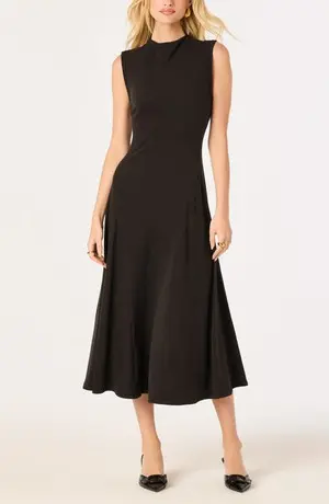 Astr The Label Geraldean Mock Neck Midi Dress - Black