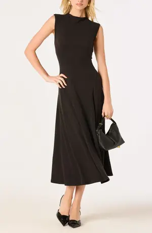 Astr The Label Geraldean Mock Neck Midi Dress - Black