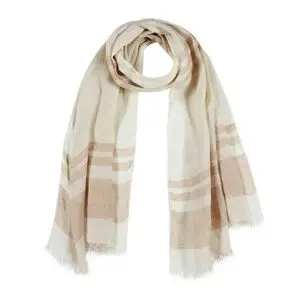 HERITAGEMODA Neutrals / Handwoven Linen Scarf In Light Beige With Warm Taupe Stripes - Brown