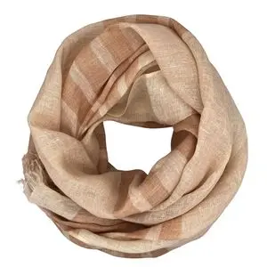 HERITAGEMODA Neutrals/ Handwoven Linen Scarf In Light Beige With Warm Taupe Stripes - Brown