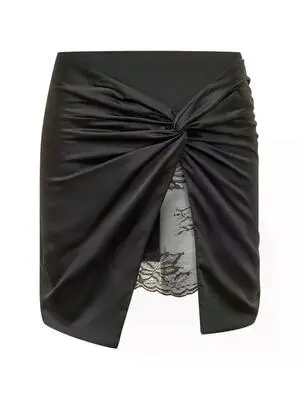 ACTUALEE Lace-trim Knotted Mini Skirt - Black