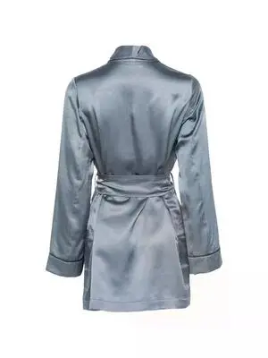 Carine Gilson Satin-finish Belted Robe - Blue
