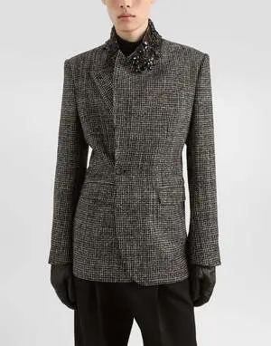 Dolce & Gabbana Sinatra Single-breasted Jacket In Wool Mouliné Houndstooth