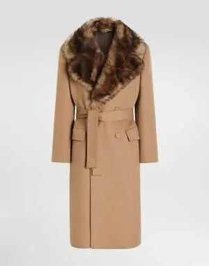 Dolce & Gabbana Double-breasted Coat In Double Camel - Brown