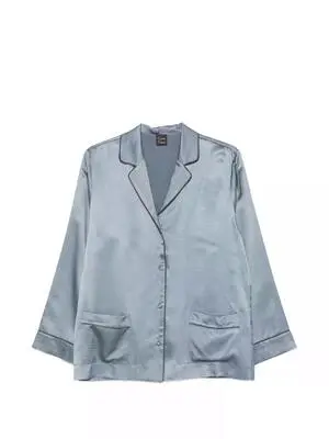 Carine Gilson Piping-detail Silk-blend Pajama Top - Blue