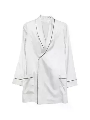 Carine Gilson Satin-finish Piped-trim Robe - Grey