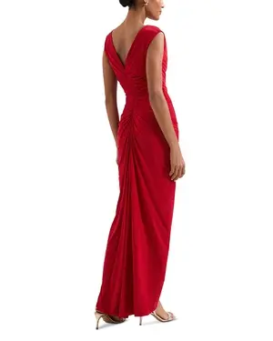 PHASE EIGHT Ruffled Side Gathered Maxi Dress - Bright Red