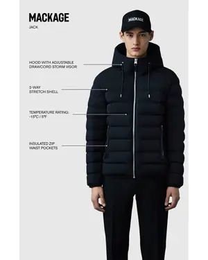 Mackage Jack Agile 360 Stretch Light Hooded Down Jacket