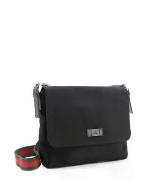 Gucci Web Strap Messenger Bag Techno Canvas Medium Crossbody Bag