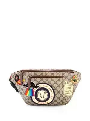 Gucci Courrier Zip Gg Coated Canvas With Applique Belt Bag - Brown