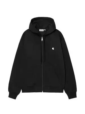 Carhartt Work In Progress Mack Logo-embroidered Zip-up Hoodie - Black