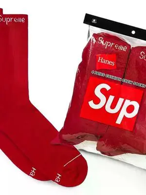 Supreme Hanes Logo-print Socks - Red