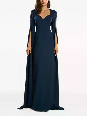 CRISTALLINI Carol Cape-sleeve Maxi Dress - Blue