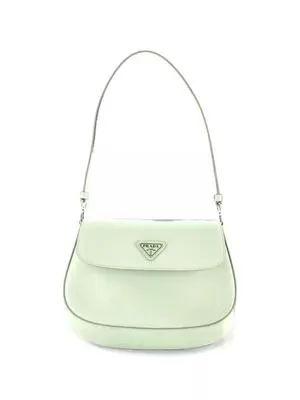 Prada Cleo Flap Shoulder Bag Spazzolato Leather Small Hobo Bag - Green