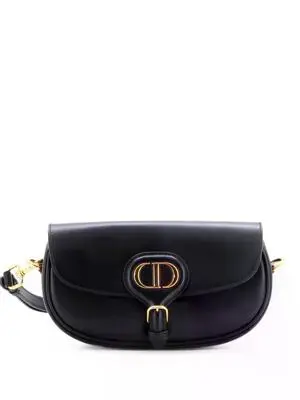 Dior Bobby Flap Bag Leather East West Crossbody Bag - Black