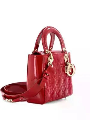 Dior My Abcdior Lady Bag Cannage Quilt Patent Small Satchel - Red
