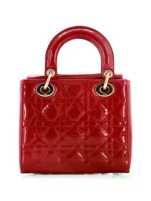 Dior My Abcdior Lady Bag Cannage Quilt Patent Small Satchel - Red