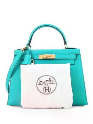 Hermès Kelly Handbag Bleu Paon Epsom With Gold Hardware 28 Satchel