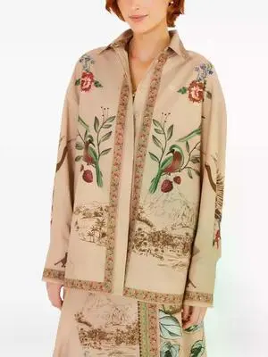 Farm Rio Bird Poetry Graphic-print Button-down Shirt