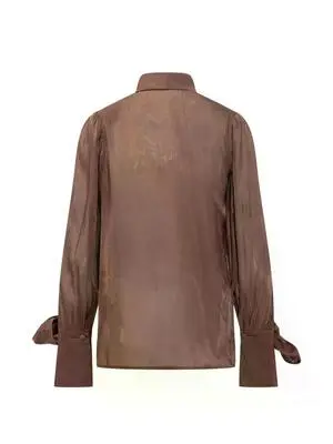 ACTUALEE Pussy-bow Semi-sheer Blouse