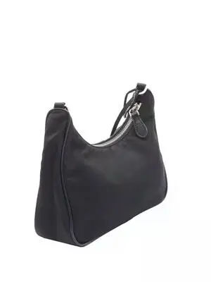 Prada 2019-2026 Mini Saffiano Trimmed Tessuto Re Edition 2005 Satchel - Black