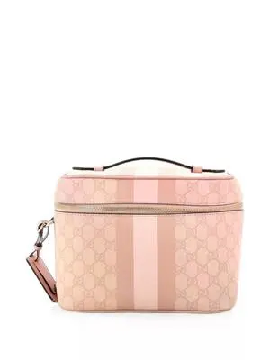 Gucci Savoy Beauty Case Gg Coated Canvas With Leather Medium Pouch