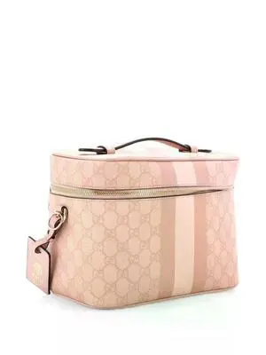 Gucci Savoy Beauty Case Gg Coated Canvas With Leather Medium Pouch