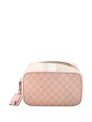 Gucci Savoy Beauty Case Gg Coated Canvas With Leather Medium Pouch